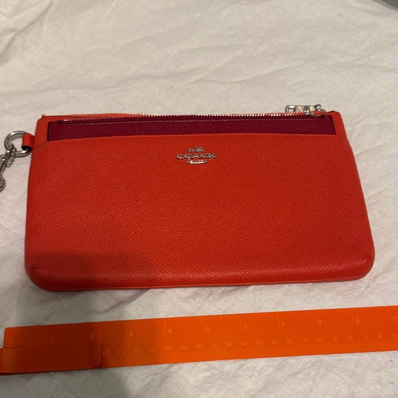 Coach | Bags | Coach Vibrant Red Wristlet With Silver Details | Poshmark